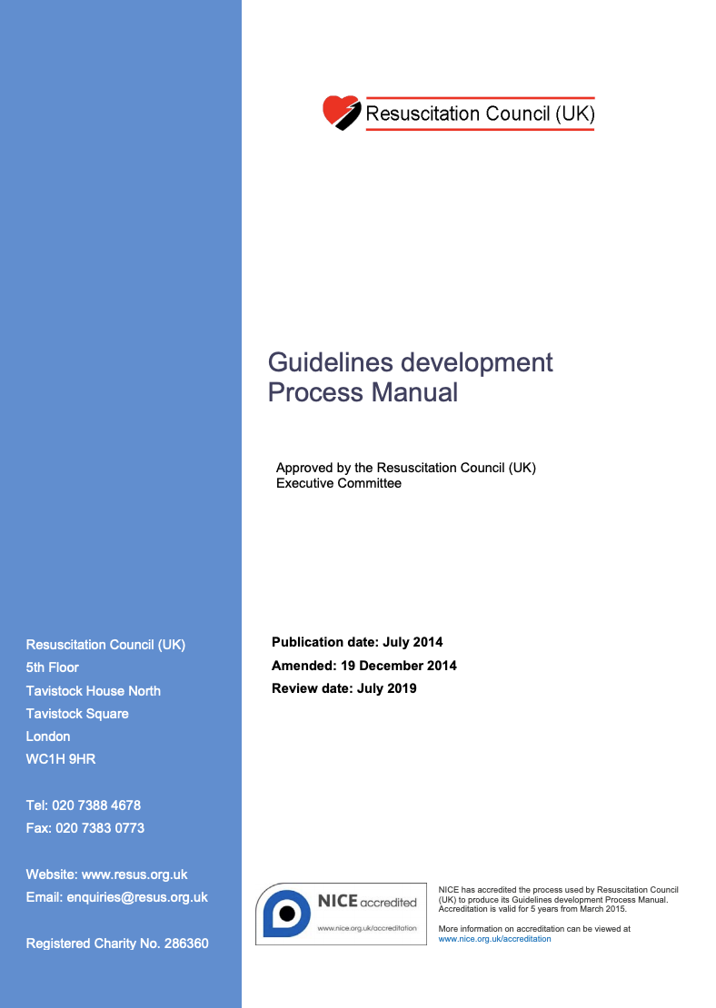 Publication: Guidelines development process manual | Resuscitation ...